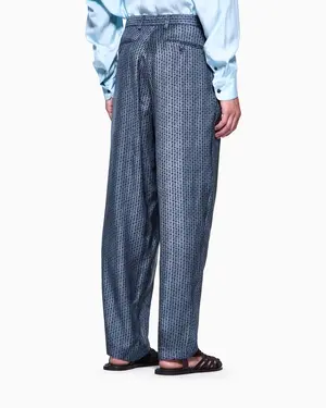 Giorgio Armani Printed Viscose Trousers - Blue