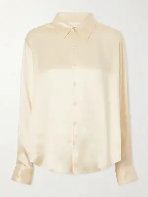 Comme Si La Classica Silk-Charmeuse Shirt Cream