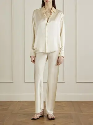 Comme Si Silk Straight-leg Pants - Neutrals