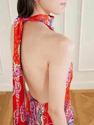 Rixo Maura Printed Satin Midi Dress