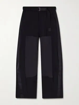 Sacai Belted Paneled Wide-leg Pants