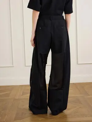 Sacai Belted Paneled Wide-leg Pants