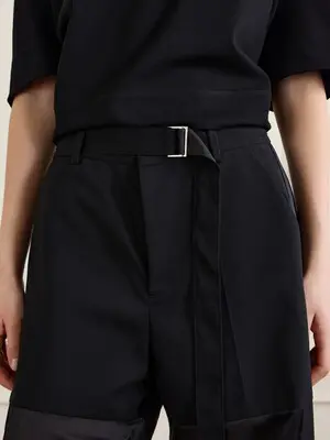 Sacai Belted Paneled Wide-leg Pants