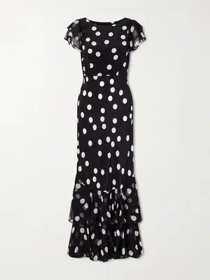 Rixo Ordinia Polka-dot Silk-satin Midi Dress