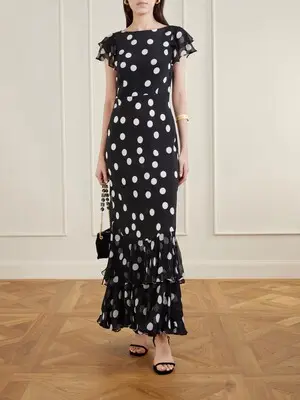 Rixo Ordinia Polka-dot Silk-satin Midi Dress