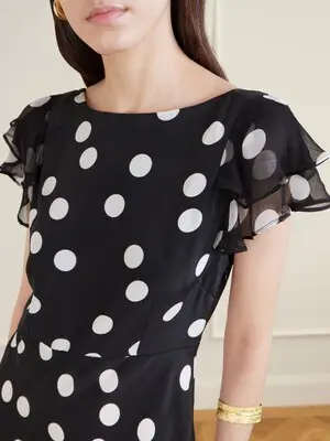 Rixo Ordinia Polka-dot Silk-satin Midi Dress