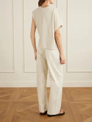 AGOLDE Corrine Asymmetrical Cotton-jersey T-shirt - Brown