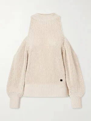 Balmain Cut-out Knitted Cotton Sweater