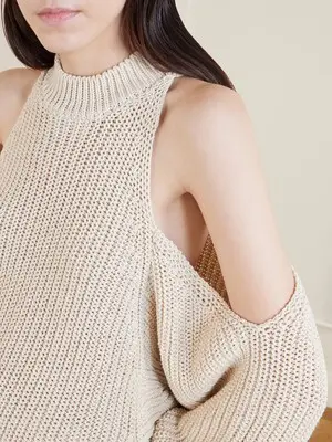 Balmain Cut-out Knitted Cotton Sweater