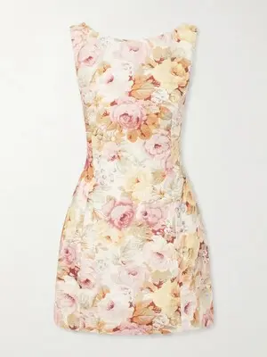 Faithfull The Brand Sofia Floral-print Mini Linen Dress - Multi