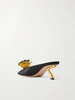 FERRAGAMO Safi Crystal-embellished Satin Mules