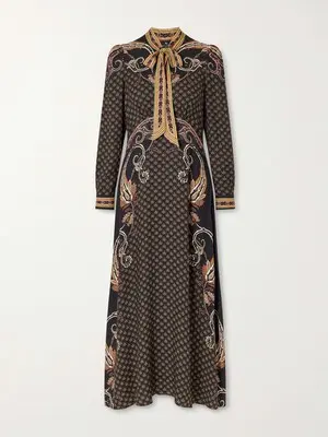 Etro Paisley Printed Satin Midi Dress