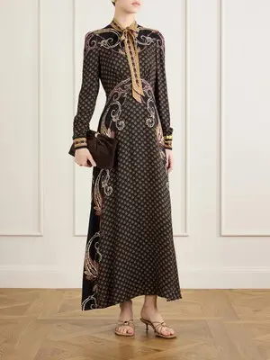 Etro Paisley Printed Satin Midi Dress