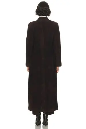 ST. AGNI Suede Tailored Coat - Coffee