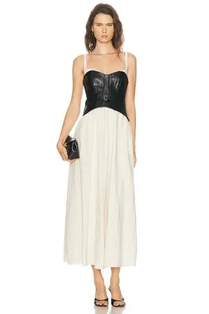 Simkhai Cortland Belted Bustier Dress - Black Multi