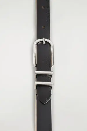 Cos Saffiano Leather Belt - Black