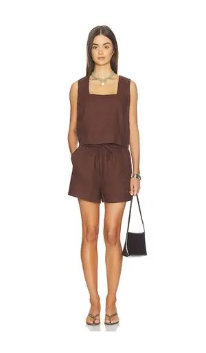 Rails Alira Cropped Linen Top - Brown