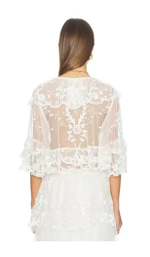 LoveShackFancy Vessia Lace Cropped Top - Ivory