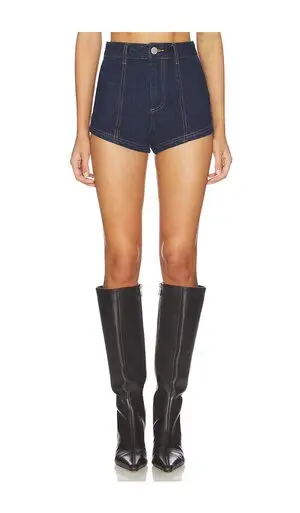 MORE TO COME High Waisted Denim Shorts - Blue