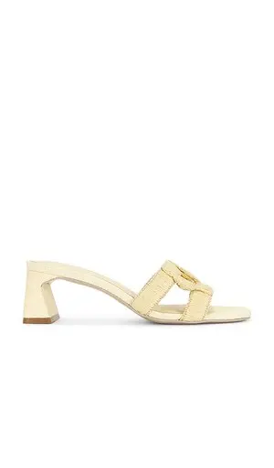 Simkhai Monogram Raffia Block Heel Slides