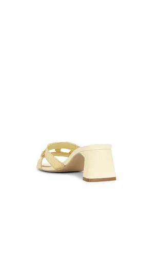 Simkhai Monogram Raffia Block Heel Slides