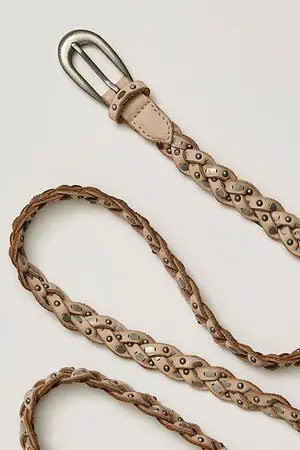 Free People Sol Slim Stud Belt - Bone