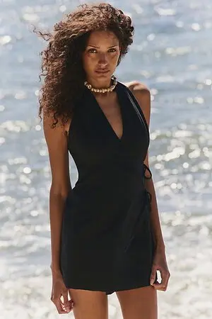 Free People Best Day Ever Linen Mini Dress - Black