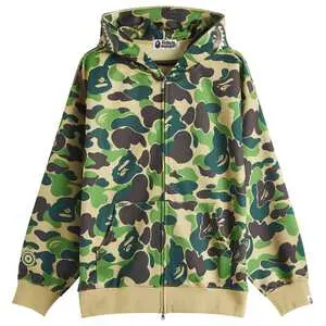 A BATHING APE Abc Camo Rayon Shark Full Zip Hoodie - Green