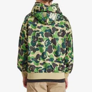 A BATHING APE Abc Camo Rayon Shark Full Zip Hoodie - Green