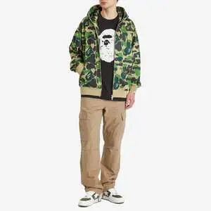 A BATHING APE Abc Camo Rayon Shark Full Zip Hoodie - Green