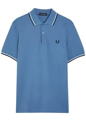 Fred Perry Twin Tipped Logo Piqué Cotton Polo Shirt - Blue