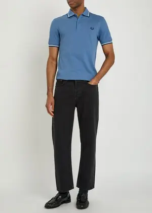Fred Perry Twin Tipped Logo Piqué Cotton Polo Shirt - Blue