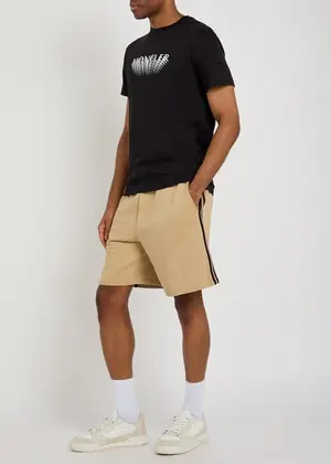 Moncler Striped Cotton Shorts - Beige
