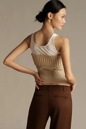 Central Park West Foldover Layered Sweater Tank Top