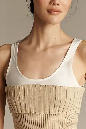 Central Park West Foldover Layered Sweater Tank Top