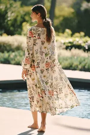 RO'S GARDEN Linda Long-sleeve Midi Dress