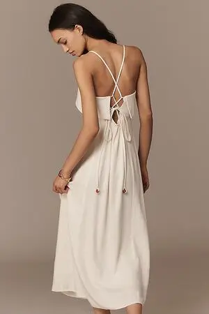 Anthropologie Beaded-strap A-line Midi Dress
