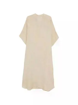 120% Lino V-neck Linen Shift Dress - Neutrals