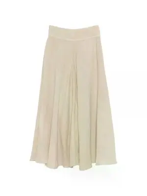 120% Lino Pleated A-line Midi Skirt