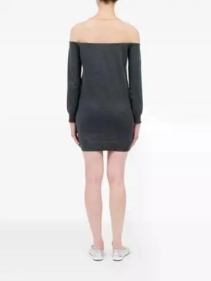 MAISON MARGIELA Long Sleeve Cotton Mini Dress - Grey