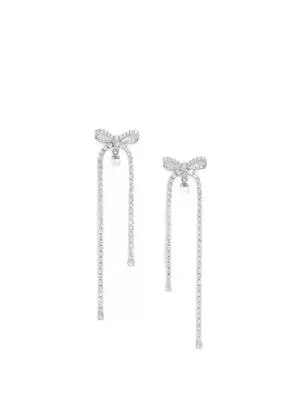 SELF-PORTRAIT Crystal-embellished Bow Drop Earrings - Silver
