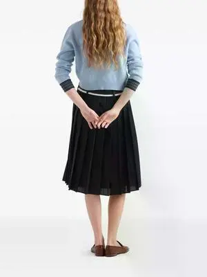 Prada Cashmere Crew Neck Sweater With Striped Cuffs