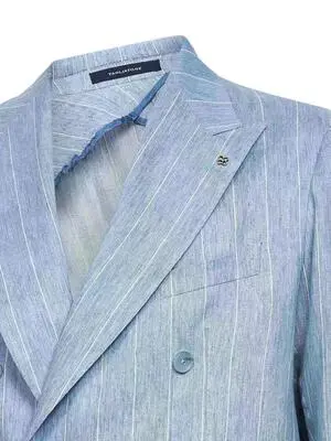 Tagliatore Peak Lapel Striped Jacket - Blue