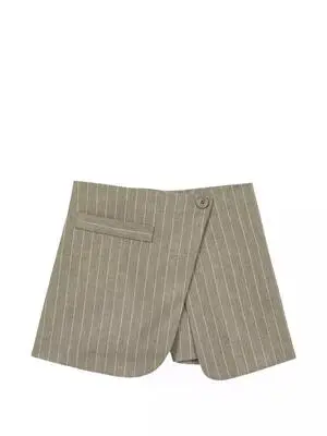 Maje Striped Linen Blend Skort With Oversized Button