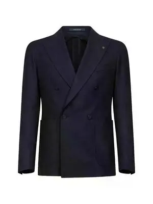 Tagliatore Double-breasted Peak Lapel Jacket - Blue