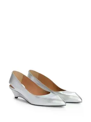 JIL SANDER Laminated Leather Slingback Pumps - Silver