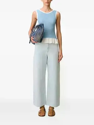 Claudie Pierlot Sleeveless Knit Top With Ruffle Hem - Blue
