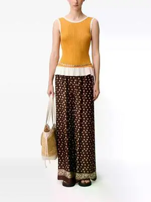 Claudie Pierlot Sleeveless Ruffled Scallop Knit Top - Yellow