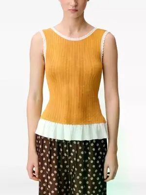 Claudie Pierlot Sleeveless Ruffled Scallop Knit Top - Yellow