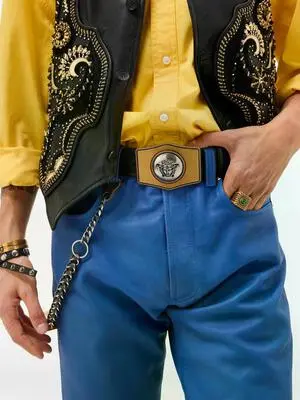 Versace Calf Leather Belt With Medusa Buckle